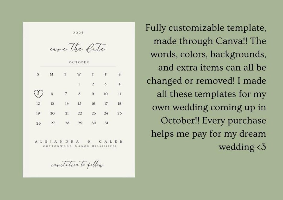 October 2025 Save the Dates, Canva Customizable Template - Etsy