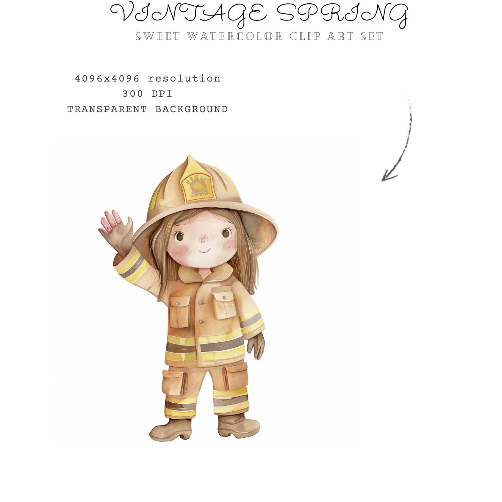 Cute Firefighters Watercolor Clipart Bundle | Adorable Fire Truck ...