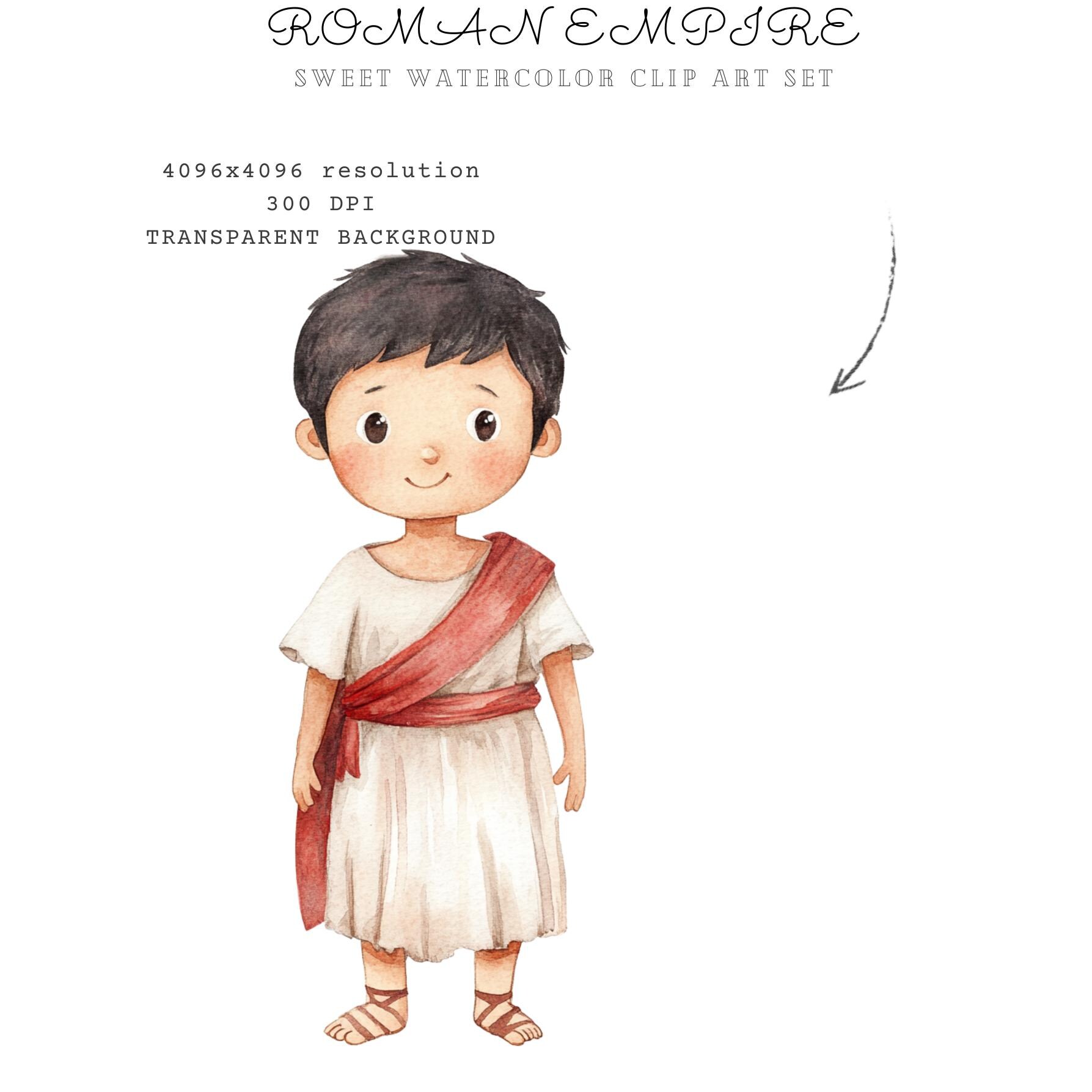 Roman Empire Watercolor Clipart | Ancient Rome PNG, Historical Graphics ...