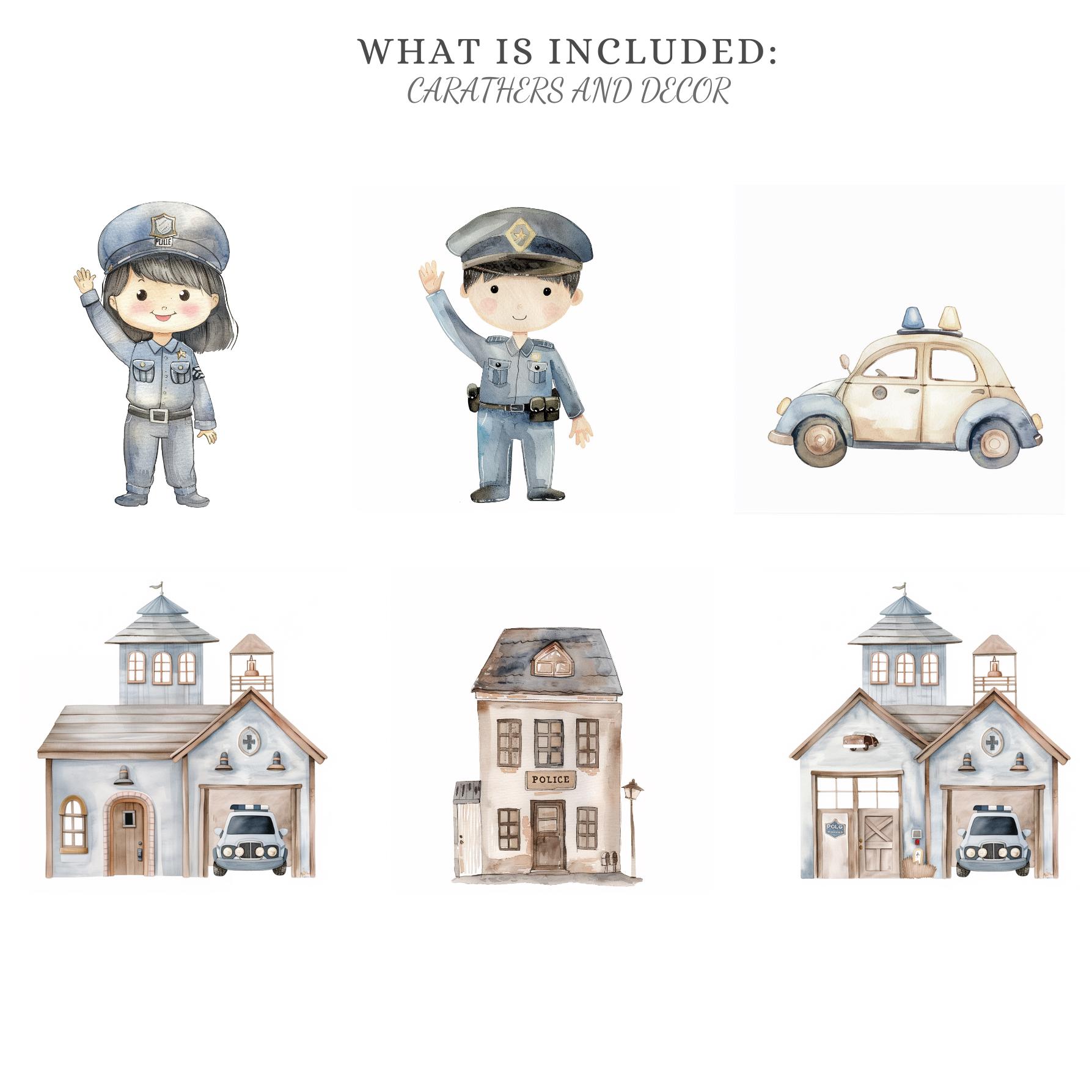 Cute Police Officer Watercolor Clipart Bundle | Adorable Police ...