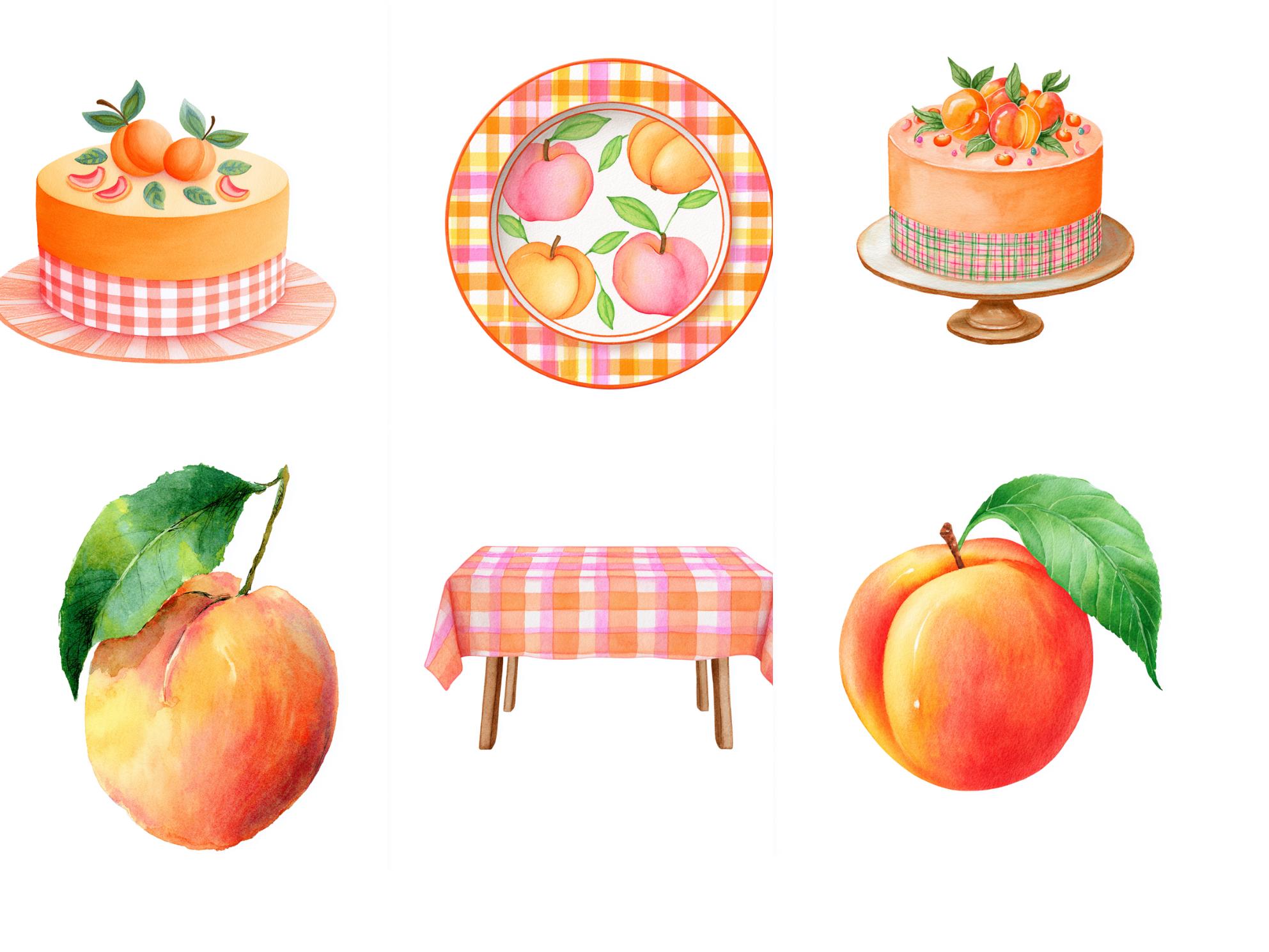 Peach World Cute Animals Clipart Bundle – Kawaii Peach Dessert Animals ...