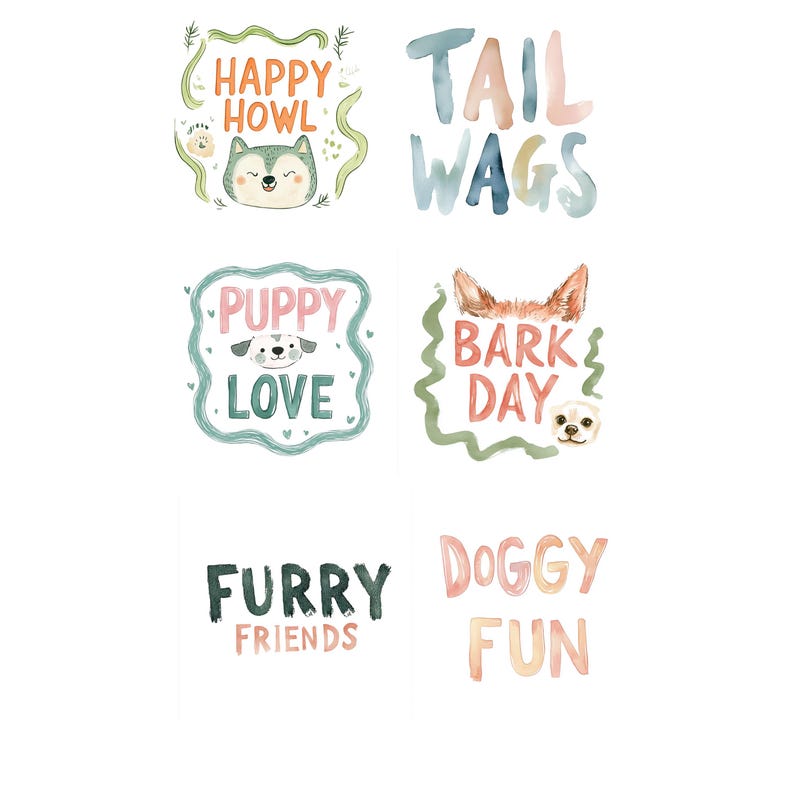 Watercolor Dog Birthday Clipart Bundle, Cute Puppy Party Illustrations ...
