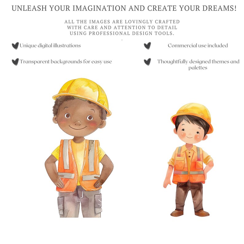 Construction Watercolor Clipart Bundle Cute Builders, Machinery ...
