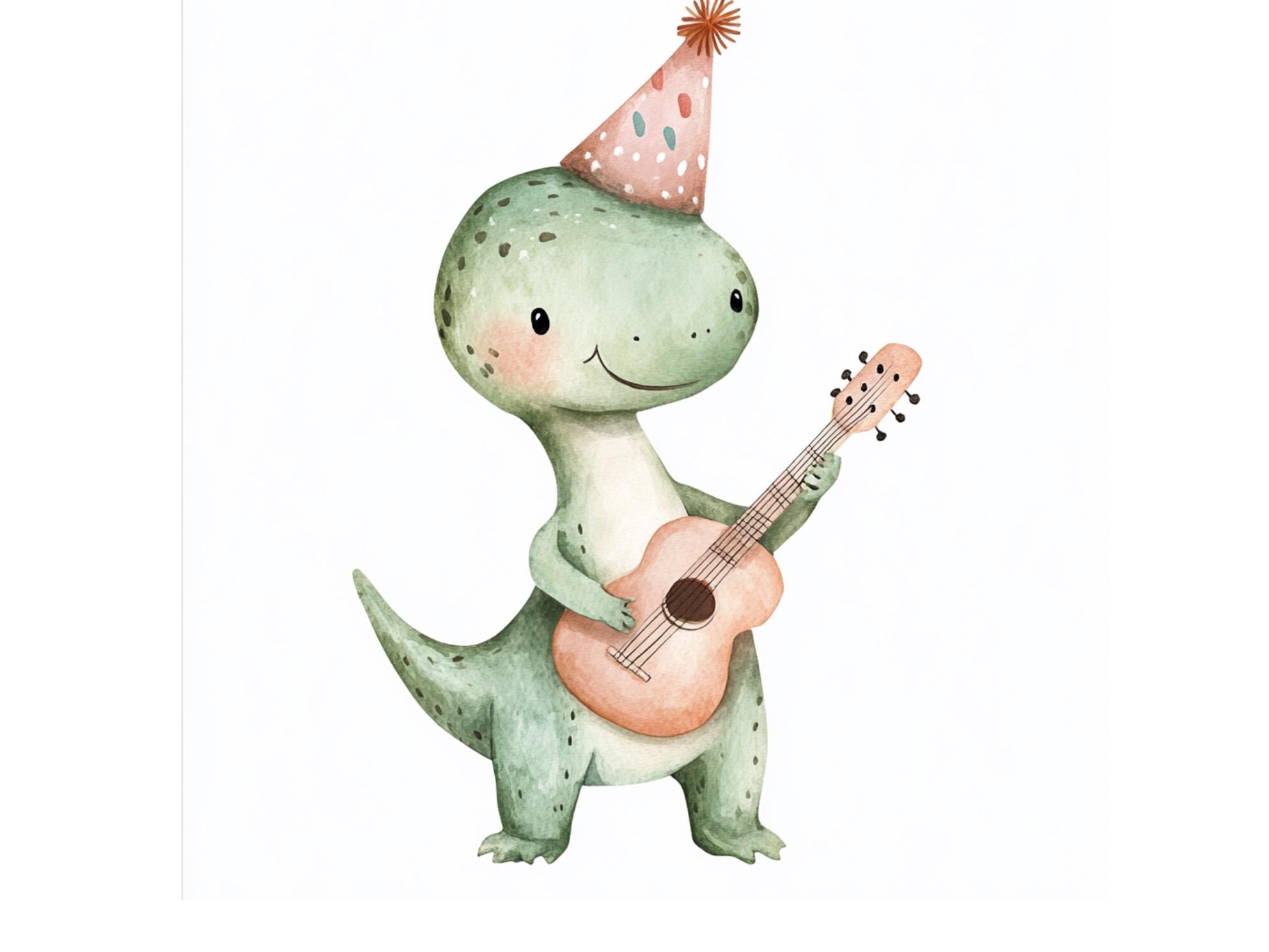 Dino Birthday Watercolor Clipart Set | Cute Party Dinosaurs With ...