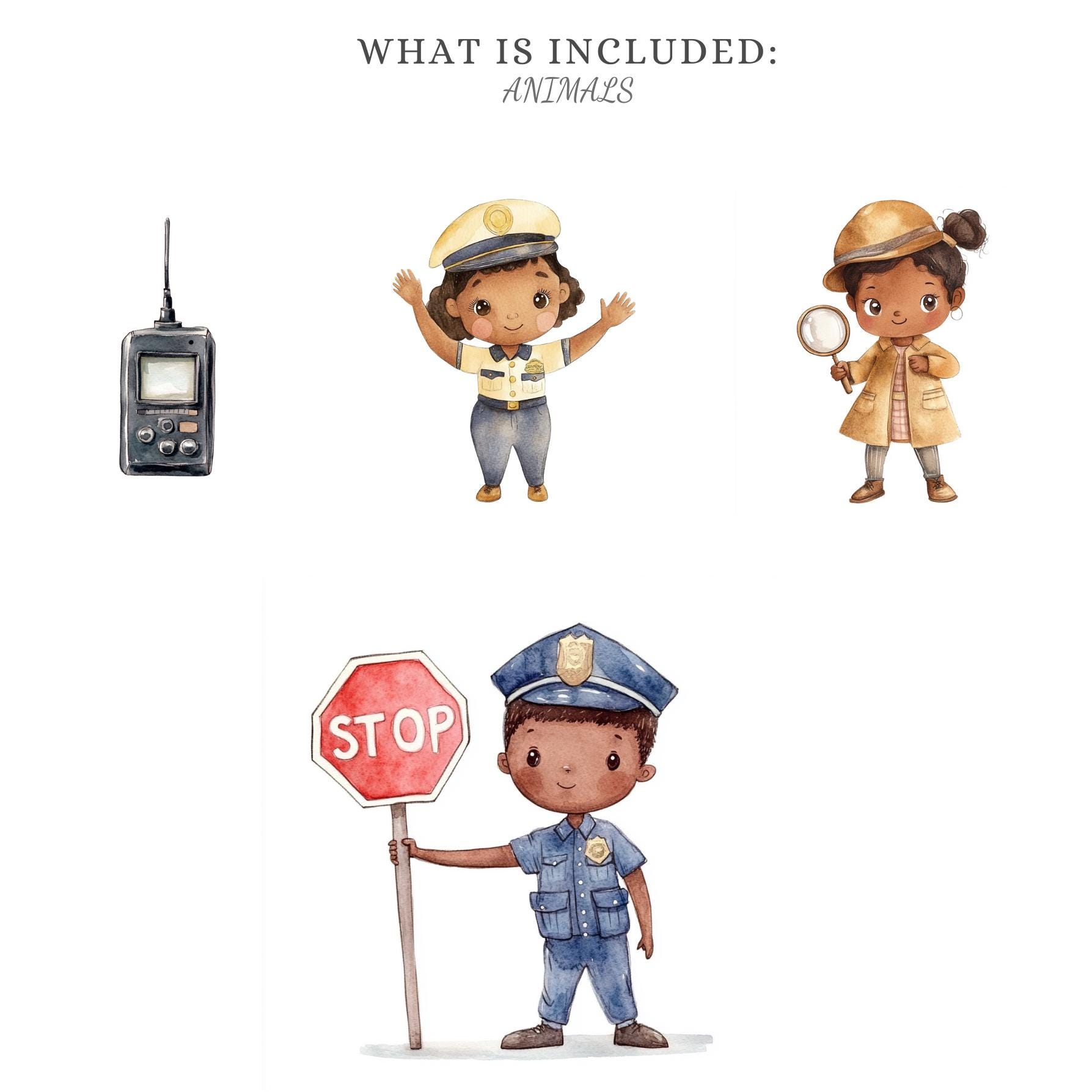 Cute Police Officer Watercolor Clipart Bundle | Adorable Police ...