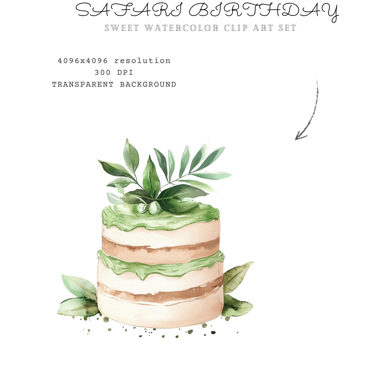 Safari Birthday Watercolor Clipart Set - Cute Jungle Animals, Balloons ...