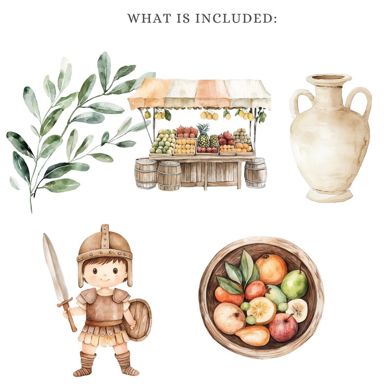 Roman Empire Watercolor Clipart | Ancient Rome PNG, Historical Graphics ...