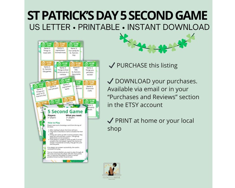 5 Second St. Patricks Day Game, Printable Party Game for Friends ...