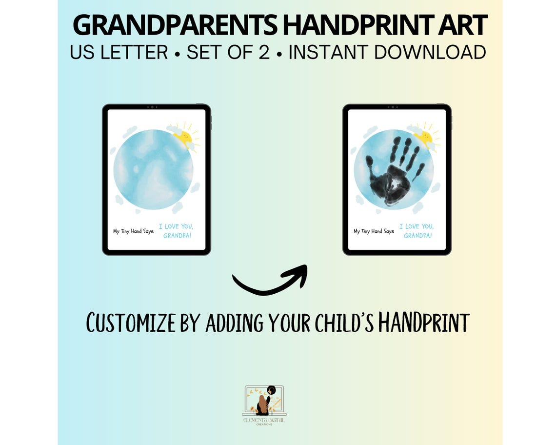 Grandparents Day Handprint Art, Grandfathers Handprint Art, Grandma ...