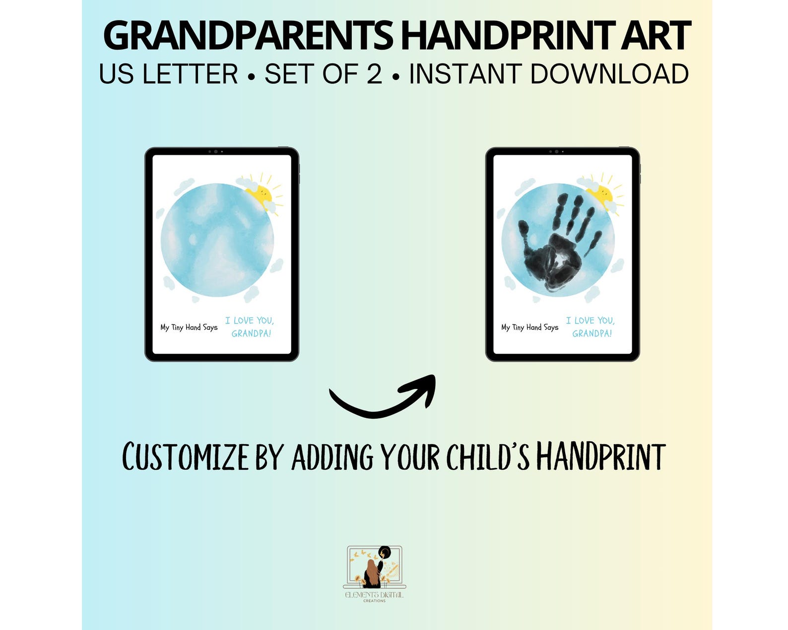 Grandparents Day Handprint Art, Grandfathers Handprint Art, Grandma ...