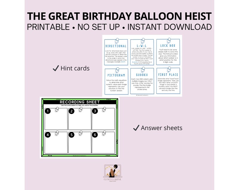 Birthday Escape Room Game: Printable Puzzle Adventure (ages 7-12) (PDF ...