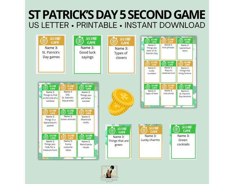 5 Second St. Patricks Day Game, Printable Party Game for Friends ...
