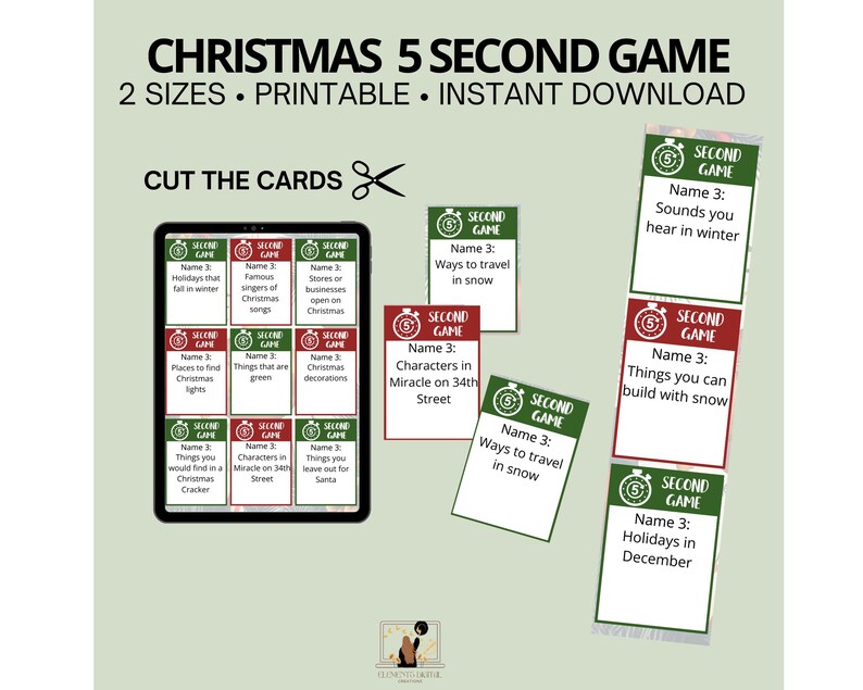 Christmas 5 Second Game Printable: Holiday Family Party (PDF Download ...