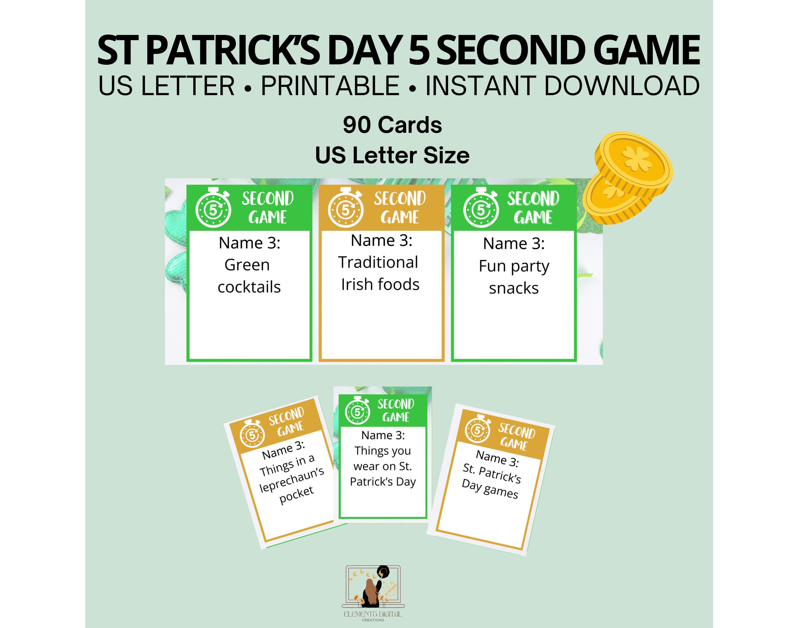 5 Second St. Patricks Day Game, Printable Party Game for Friends ...