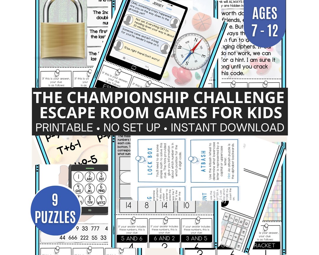 Sports-themed Escape Room: Championship Challenge, Printable Kids ...