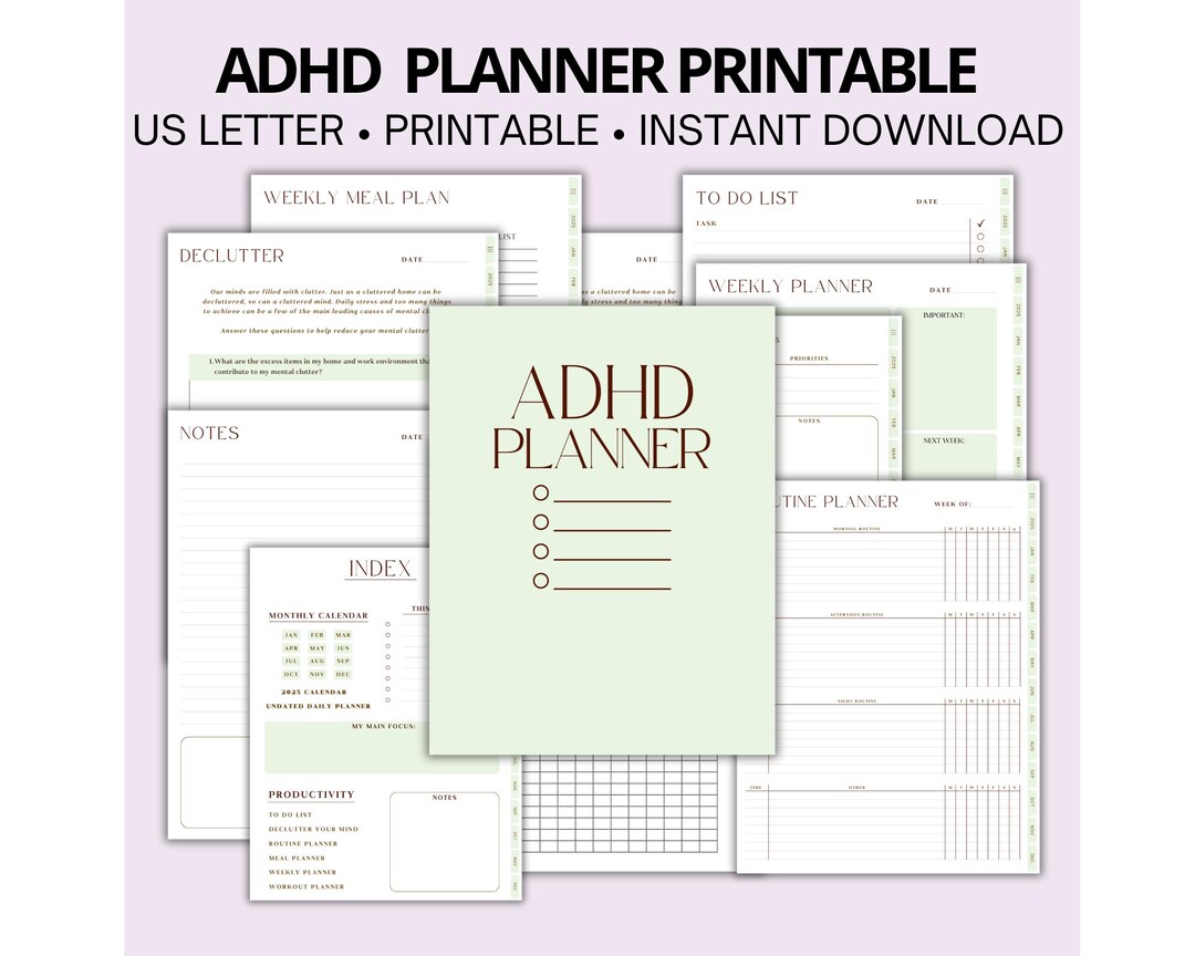ADHD Digital Planner Printable, Daily ADHD Planner, Weekly ADHD ...