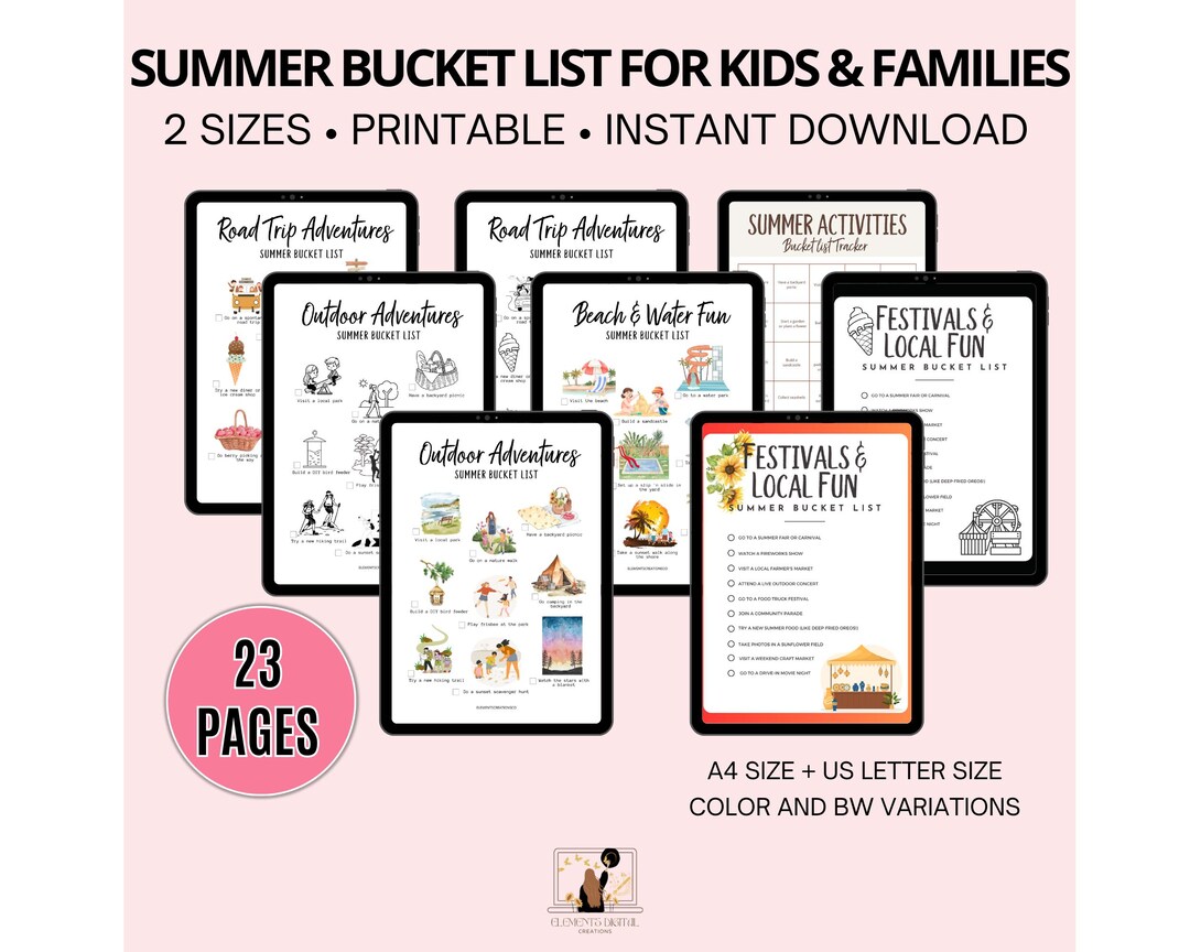 Summer Bucket List for Kids & Families, Summer Adventures Printable ...