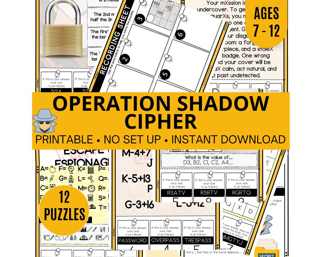 Operation Shadow Cipher Escape Room Printable, Spy Printable Escape ...