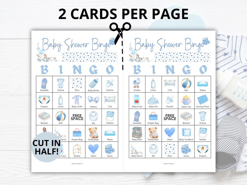 Babyshower Bingo Games, 50 Boy Baby Shower Themed Bingo Cards ...