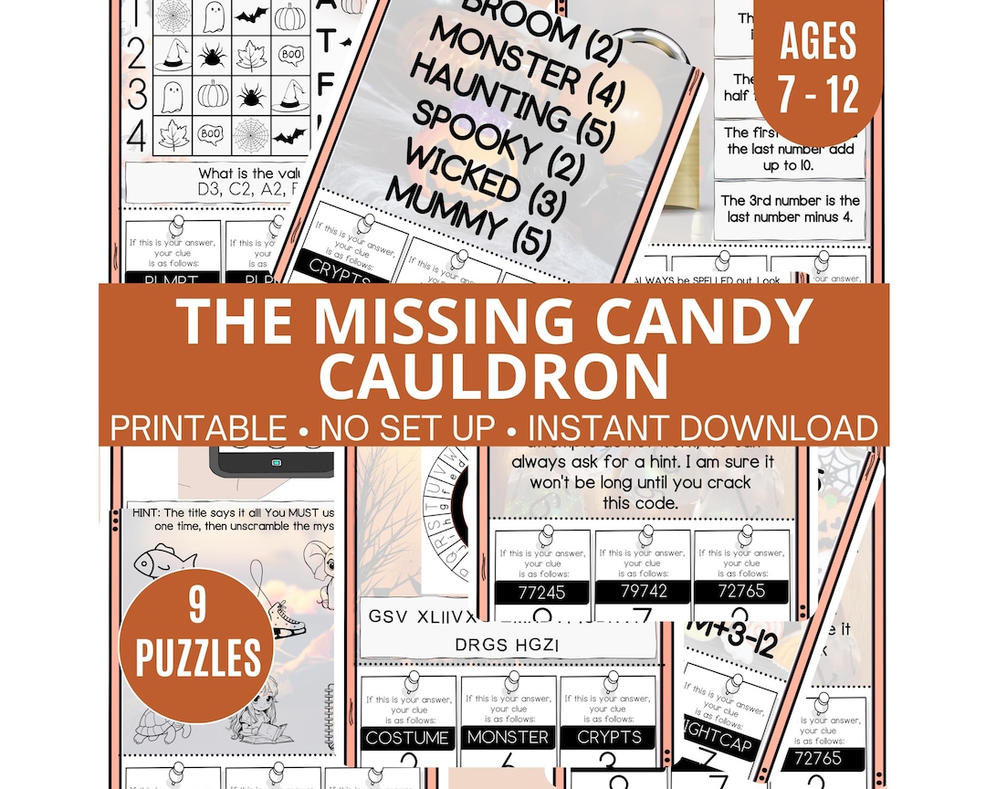Kids Halloween Escape Room: Printable Puzzle Game (ages 7-12) (PDF ...