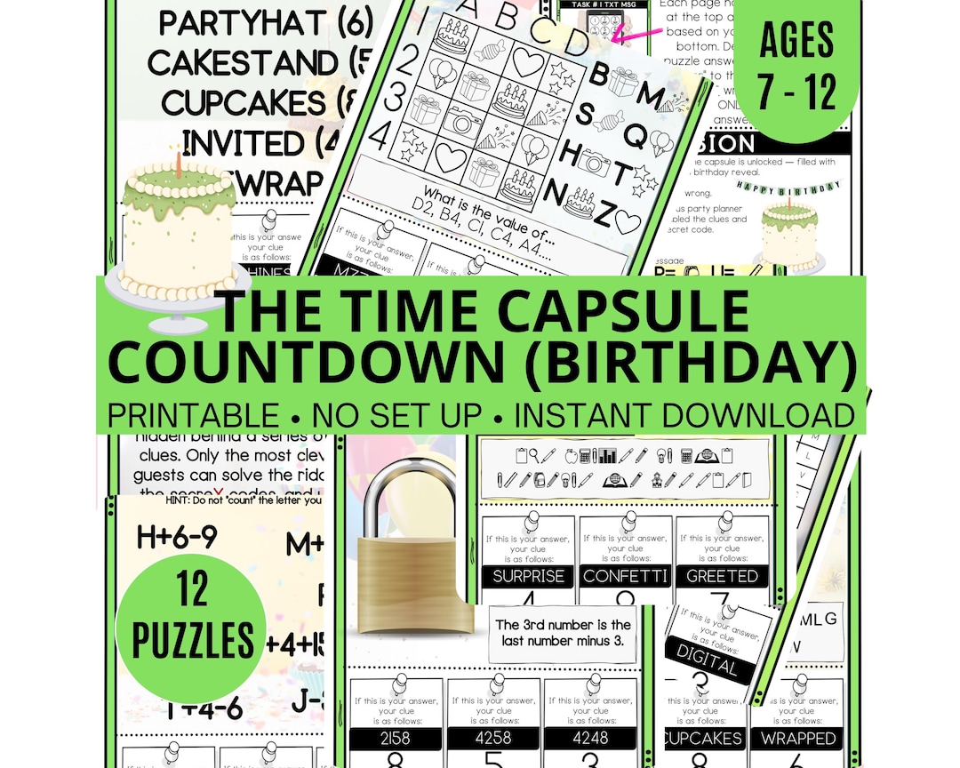 Birthday Escape Room Game, Printable Kids Party Activity, 12 Puzzle ...