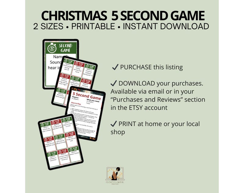 Christmas 5 Second Game Printable: Holiday Family Party (PDF Download ...
