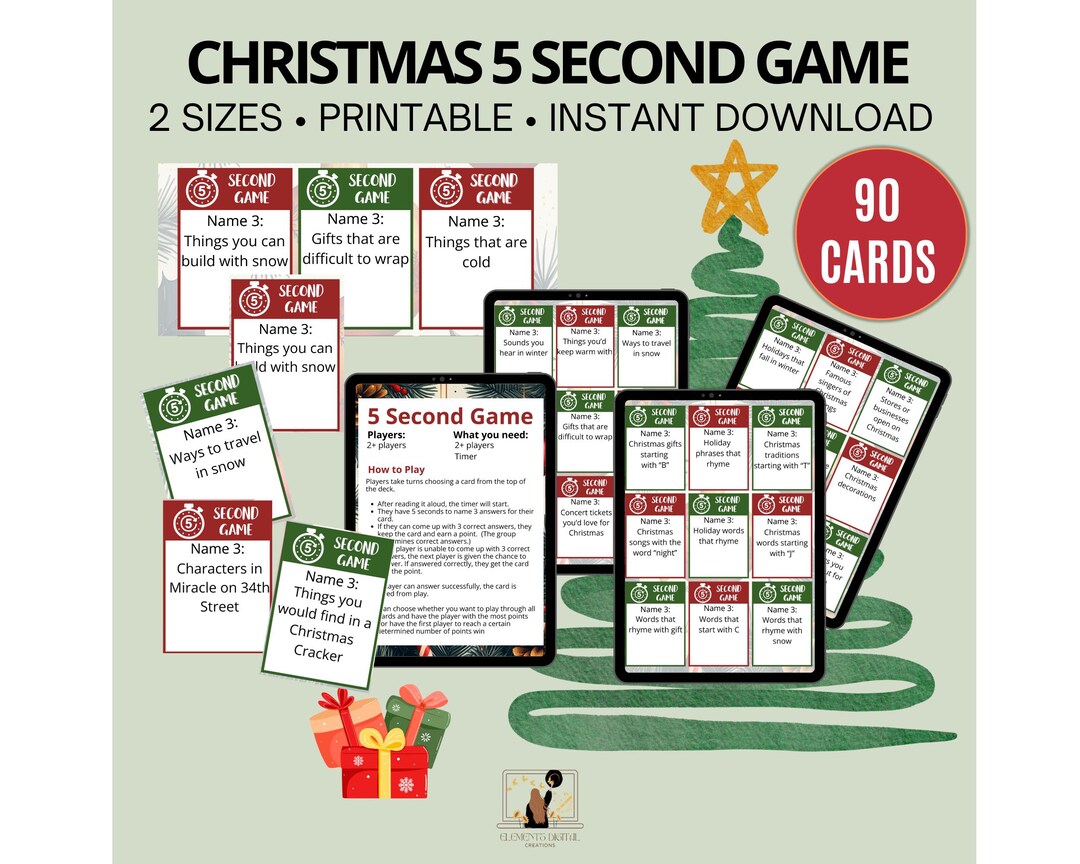 Christmas 5 Second Game Printable: Holiday Family Party (PDF Download ...