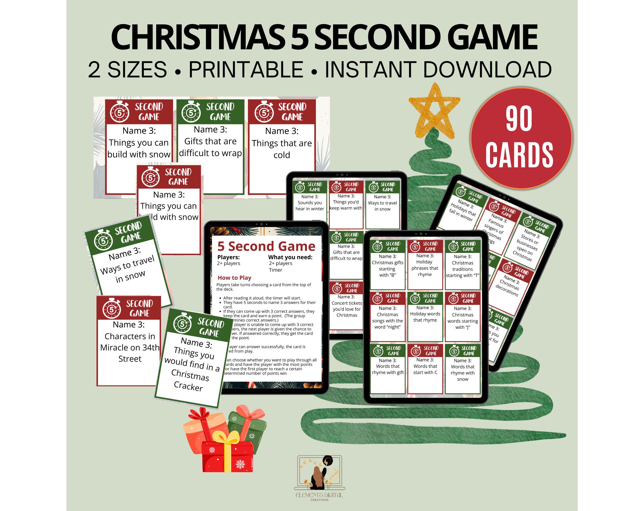Christmas 5 Second Game Printable: Holiday Family Party (PDF Download ...