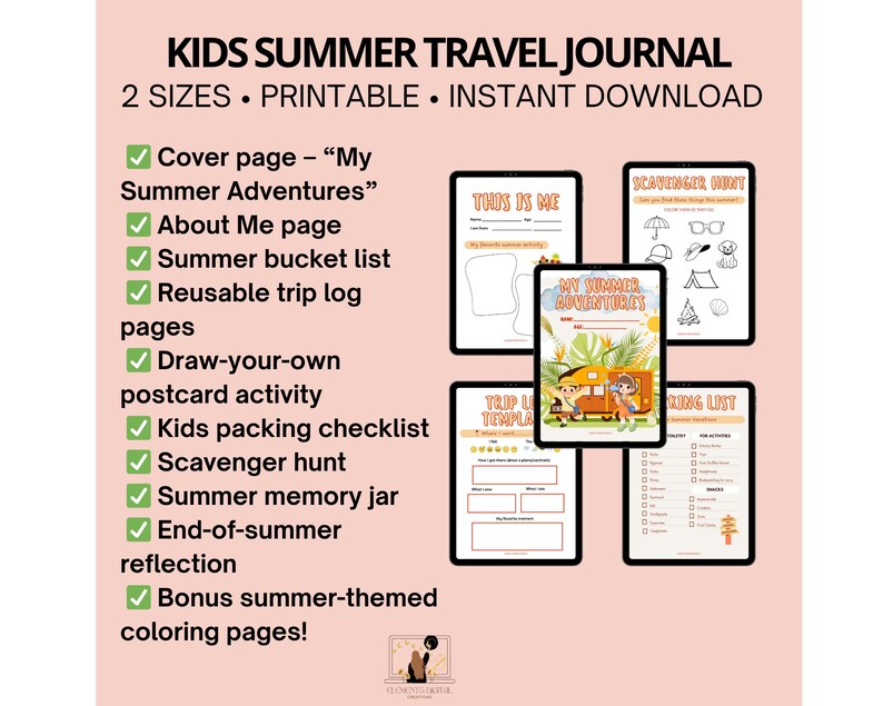 Kids Summer Travel Journal: Road Trip Activity Book (printable) - Etsy