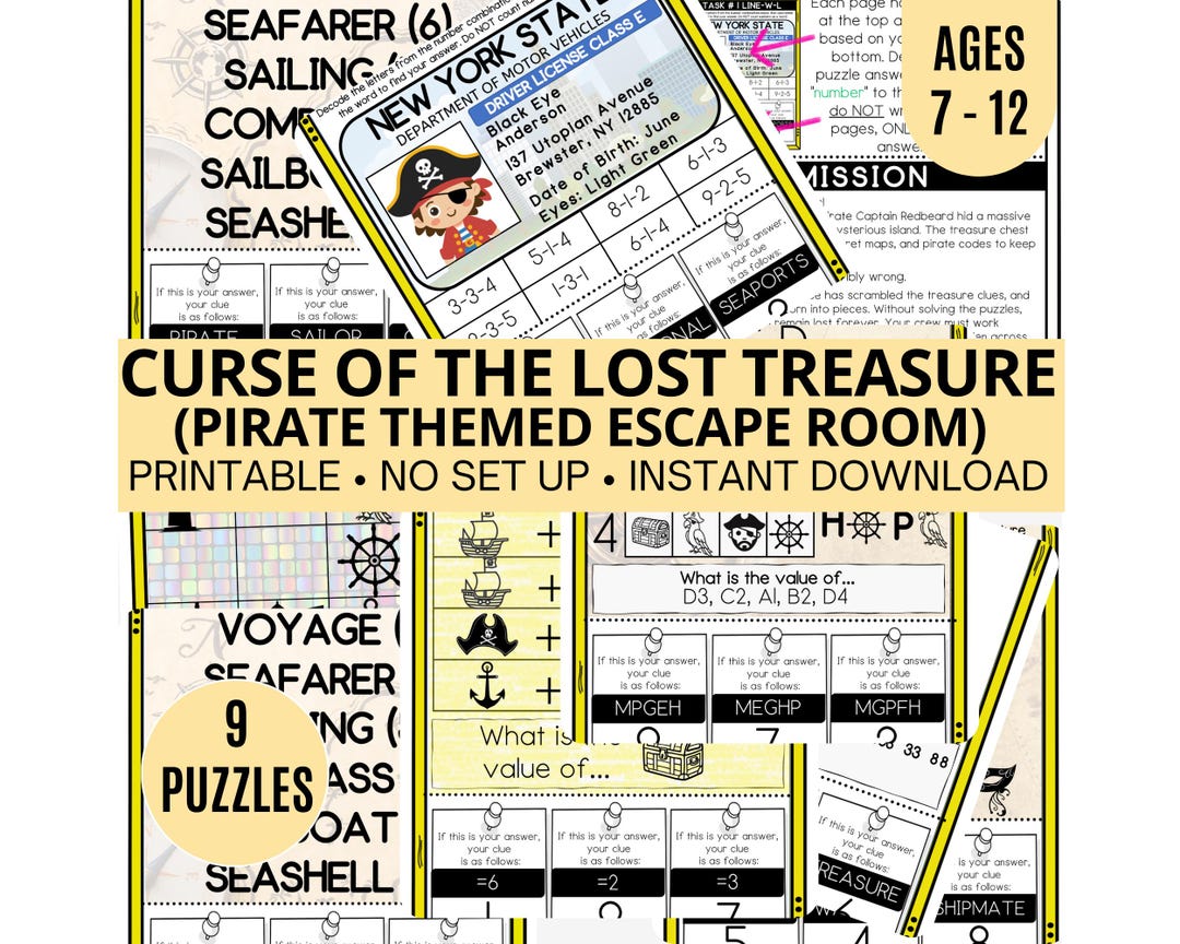 Pirate Escape Room for Kids, Printable Pirate Birthday Party Game ...