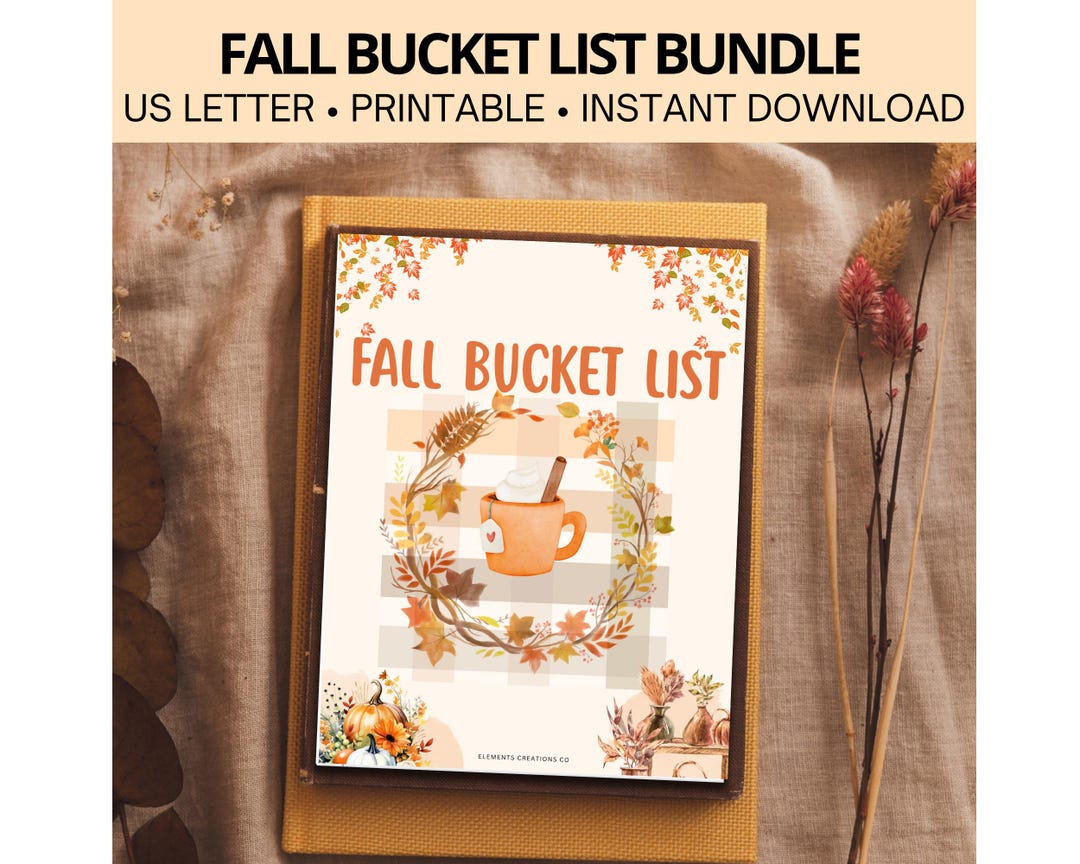 Fall Bucket List Printable: Autumn Activities Checklist, Icons + B&W ...
