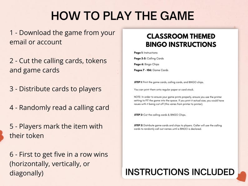 Classroom Bingo Activity Game, Printable School Bingo, 100 Unique Cards ...