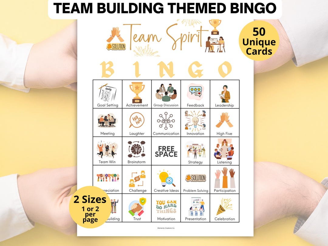 Team Building Games, 50 Workplace Themed Bingo Cards, Printable Office ...