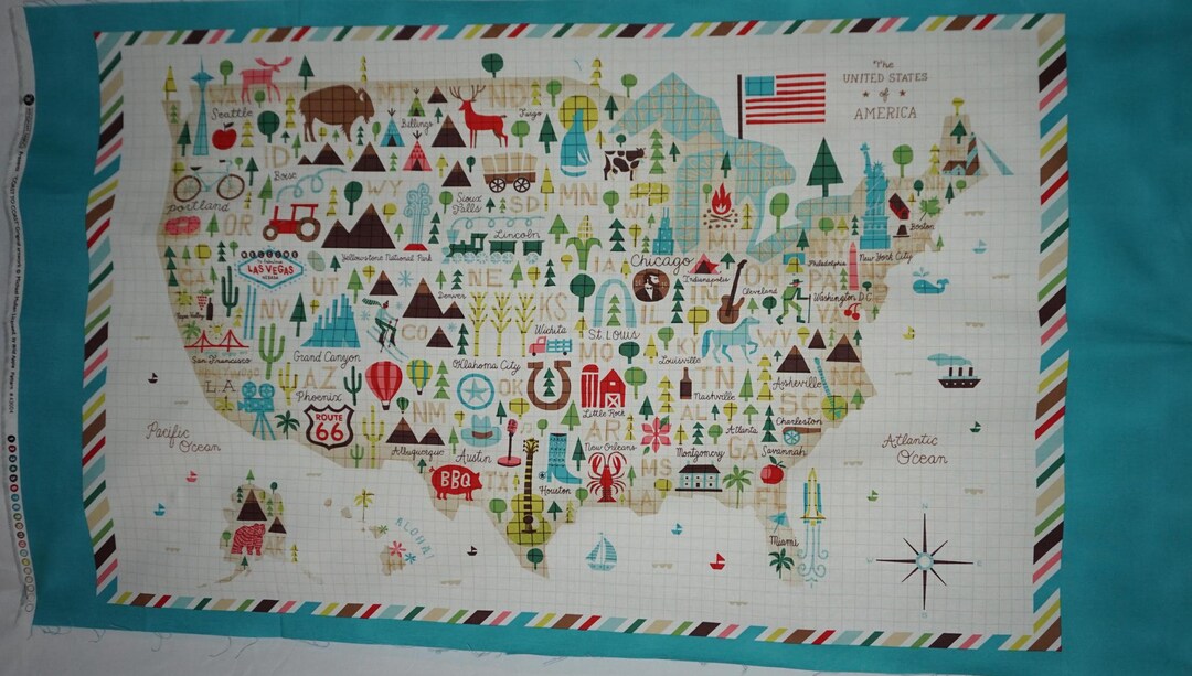 Coast to Coast USA Map Quilt Panel by Windham Fabrics - Etsy