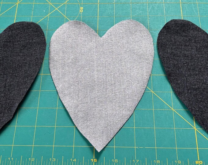 3 Denim Hearts - Etsy