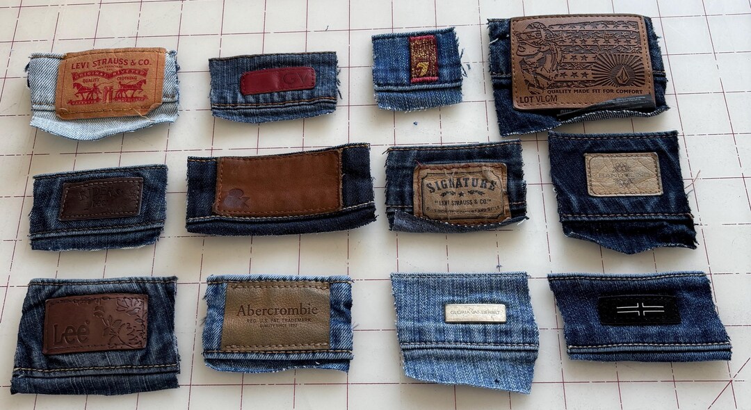12 Jean Logos/denim Tags/salvaged Denim Logos/salvaged Denim Tags - Etsy