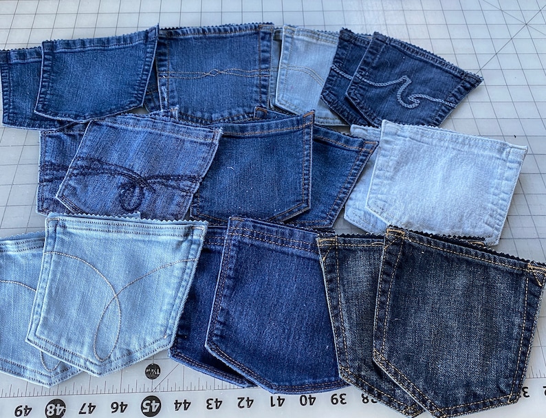 6 Sets of Blue Jean Back Pockets/denim Pockets/bulk Jean Pockets/jean ...