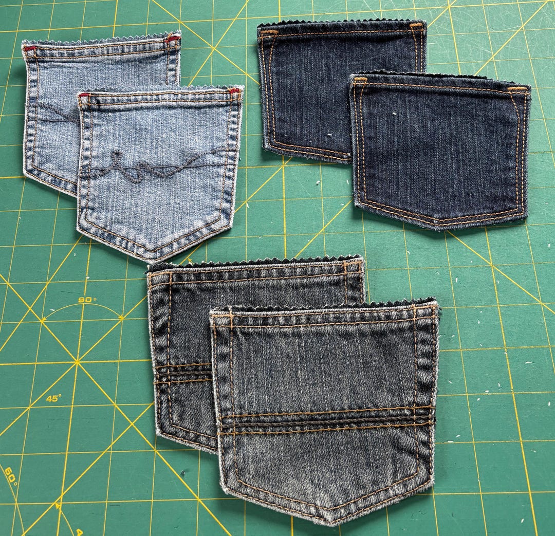 Upcycled Denim Pockets, Set of 6, Repurposed Jean Pieces - Etsy