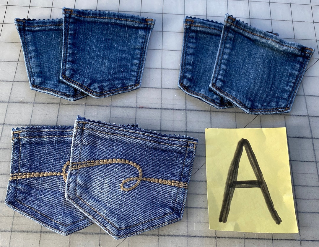 3 Sets Small Jean Back Pockets/denim Pockets/salvaged Denim Pockets ...