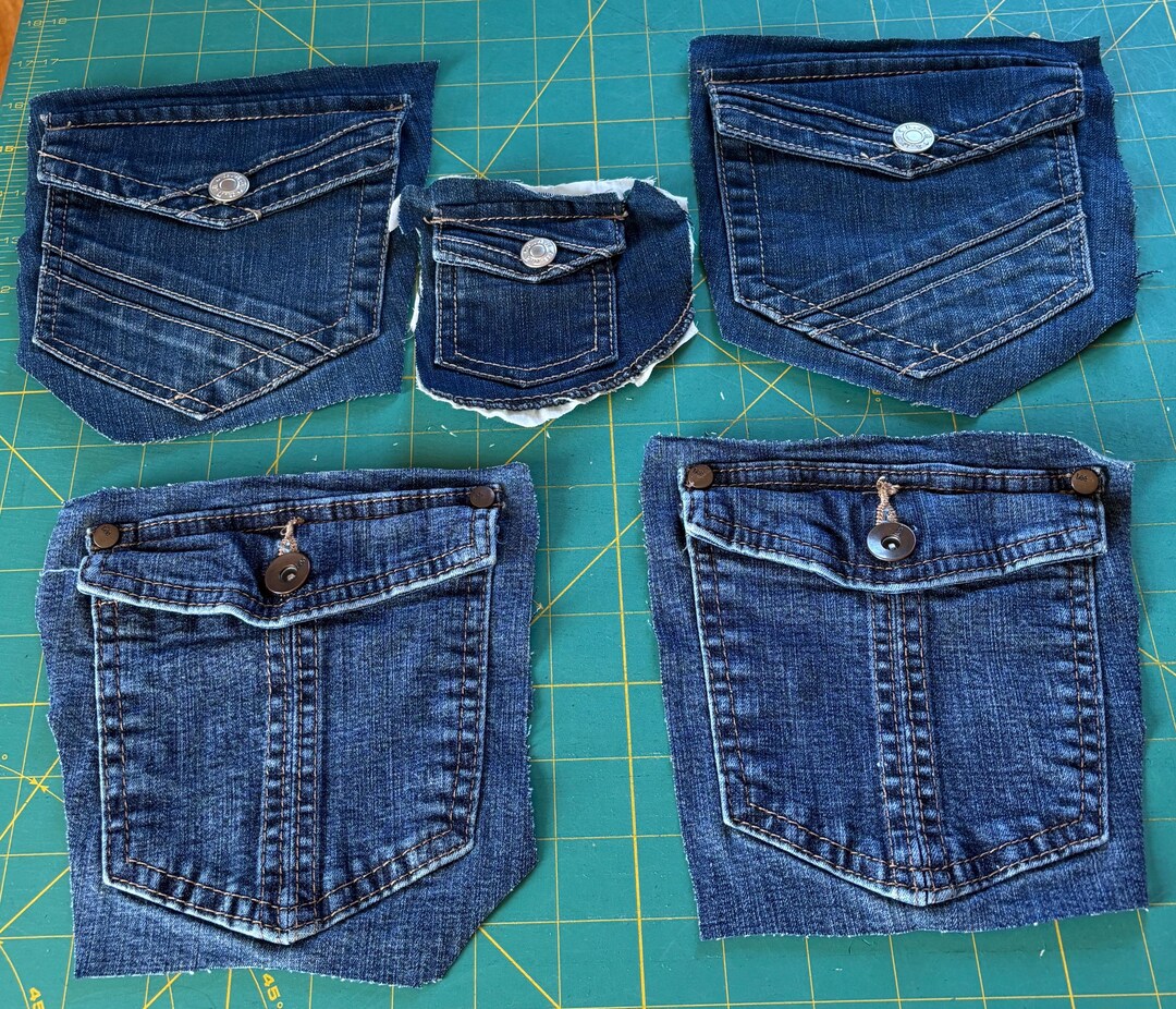 2 Sets Button Back Pockets/denim Pockets/blue Jean Button Back Pockets ...