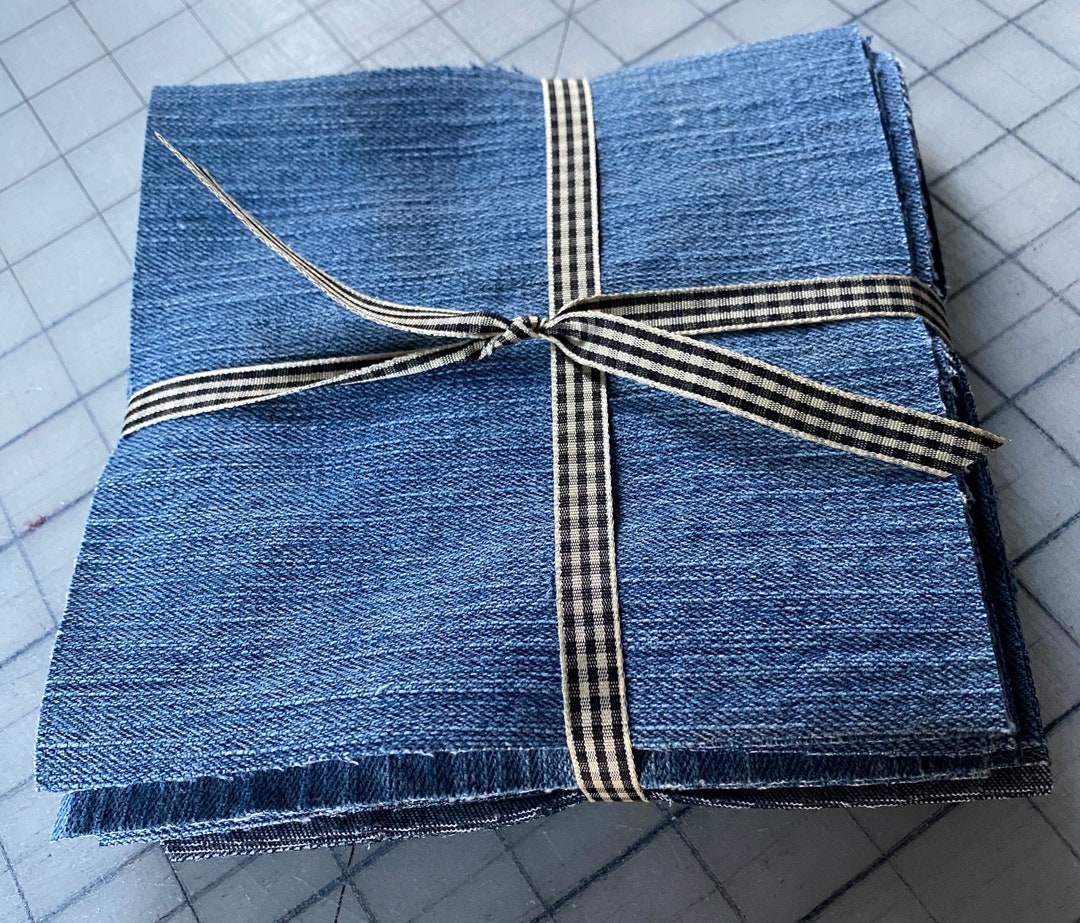 25 6”x6” Blue Denim Squares/varied Color Squares/quilting Squares/blue ...