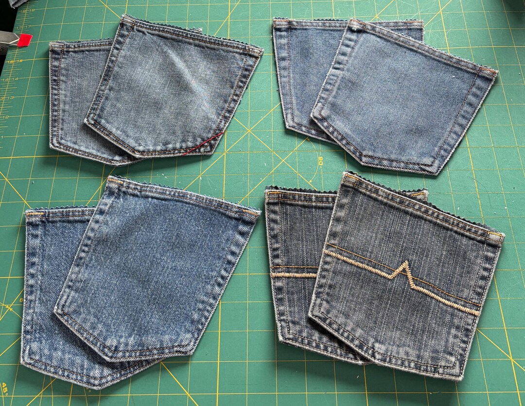 Upcycled Denim Pockets, 4 Sets - Repurposed Jean Pieces - Etsy