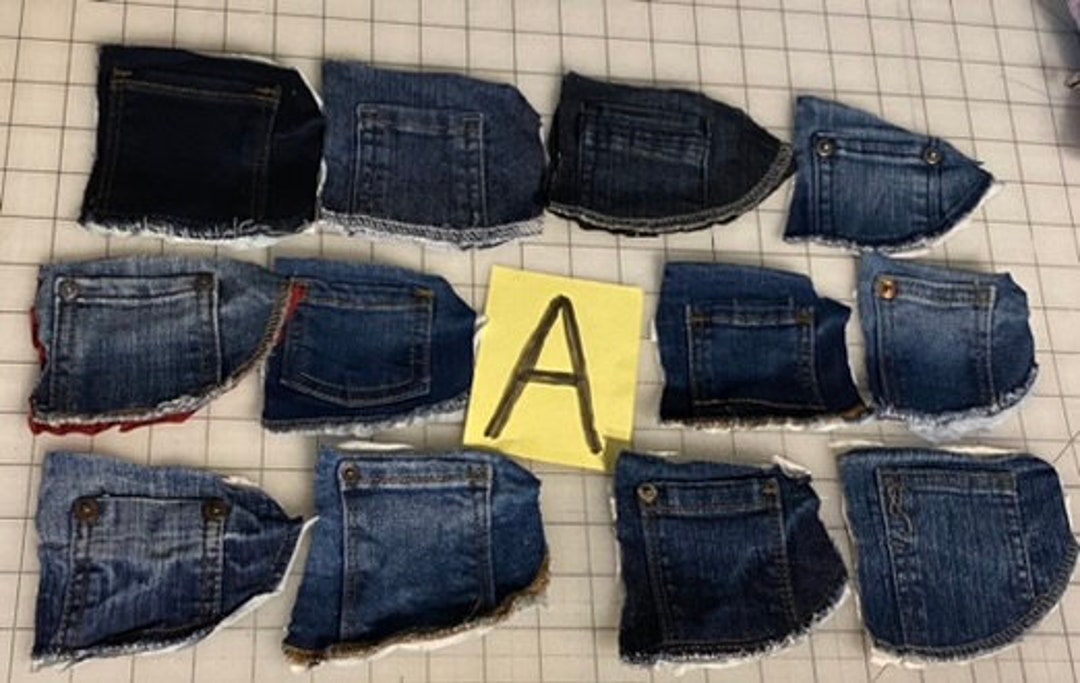 12 Denim Coin Pockets/salvaged Coin Pockets/denim Scraps/jean Coin ...