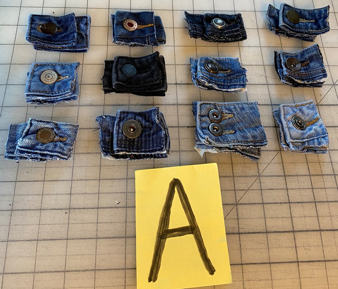 12 Denim Buttons/jean Buttons/jean Scraps/denim Pieces/salvaged Jean ...