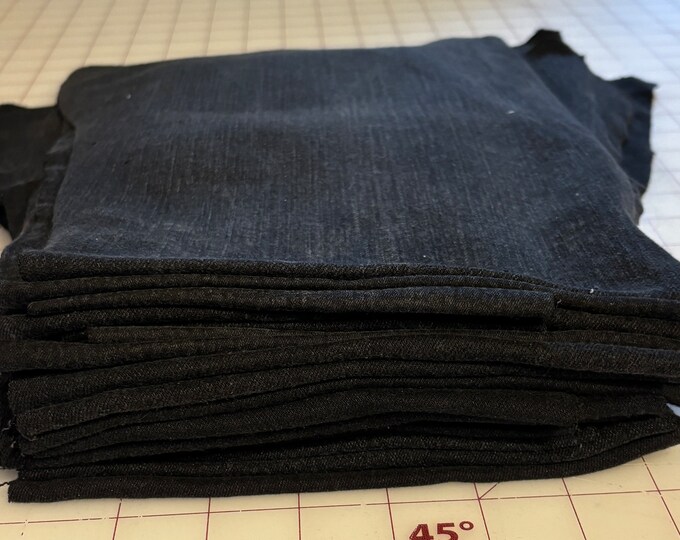 20 Black Denim Legs/recycled Black Jean Scraps/black Denim Fabric/jean ...