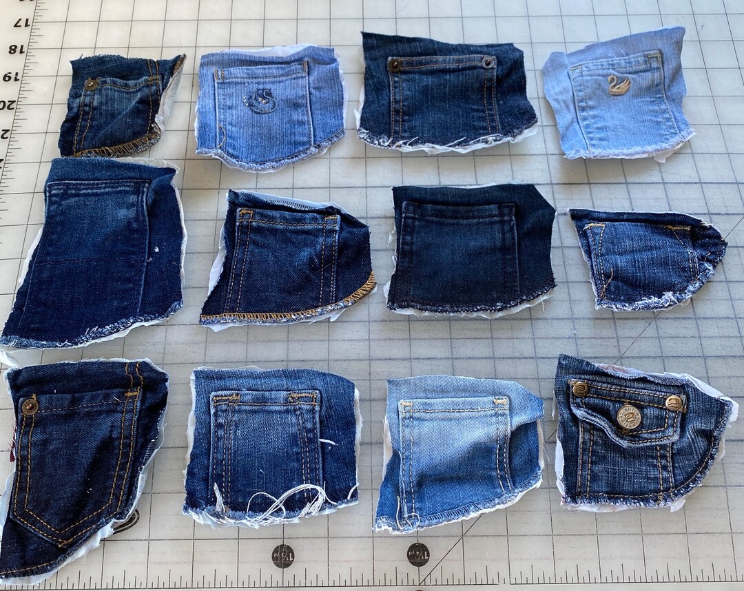 12 Blue Jean Coin Pockets/jean Pieces/denim Coin Pockets/craft Denim ...