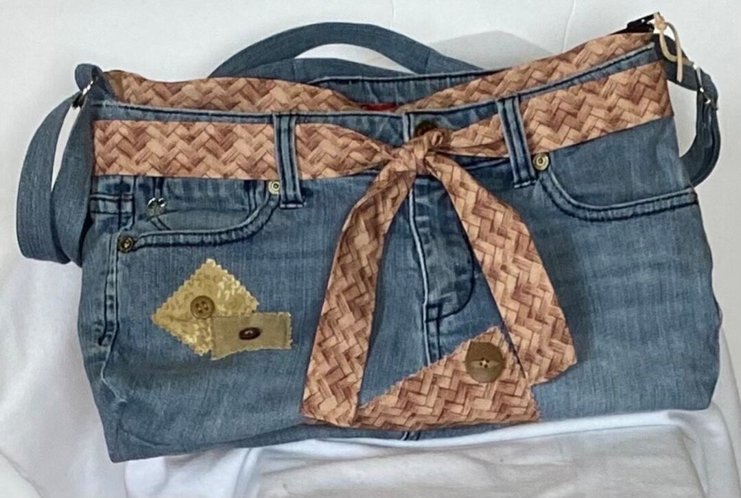 Rugged Denim Jean Purse/jean Handbag/denim Handbag/lining/zipper/medium ...