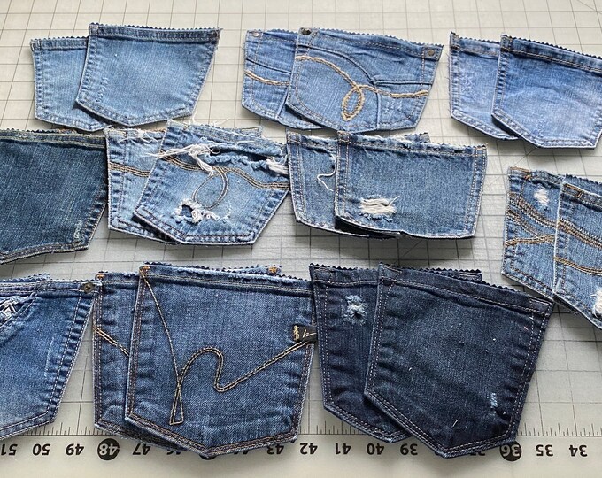 10 Sets Distressed Blue Jean Back Pockets/distressed Denim Pockets/jean ...