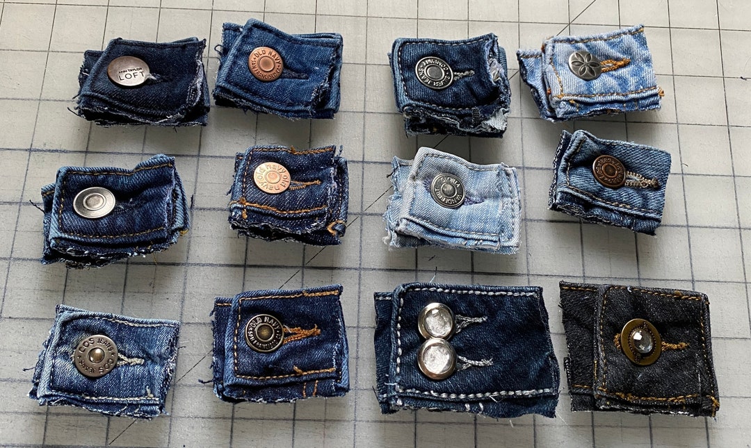Salvaged Jean Buttons, Denim Craft Supplies (12 Pieces) - Etsy