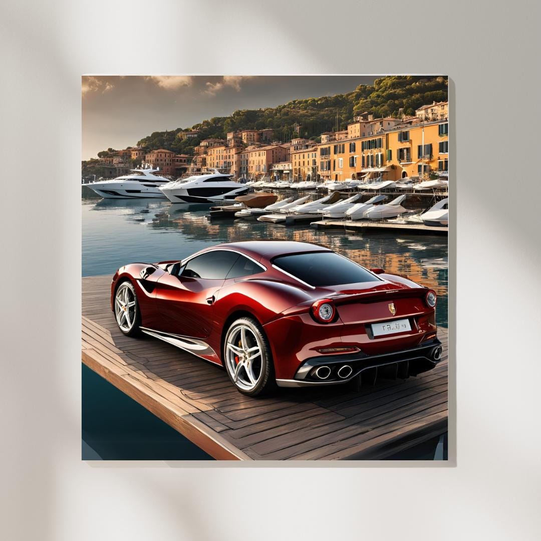 Ferrari Poster, Ferrari Wall Art, Black & White Car Print, Italian ...